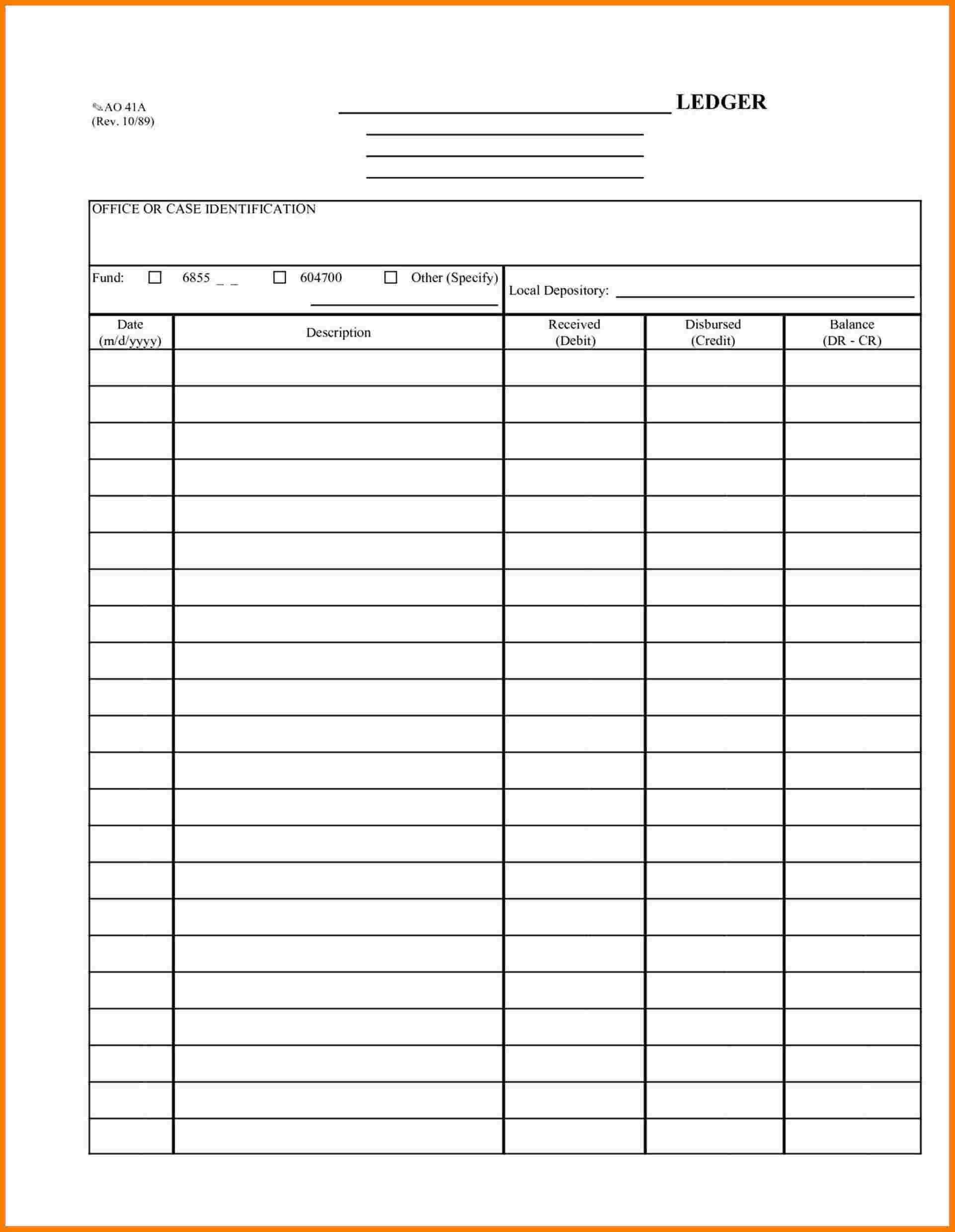 Accounting Ledger Template Printable