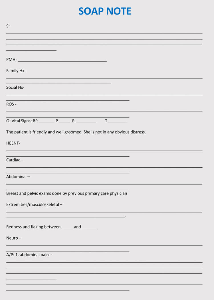 Blank Soap Note Template Professional Template Examples