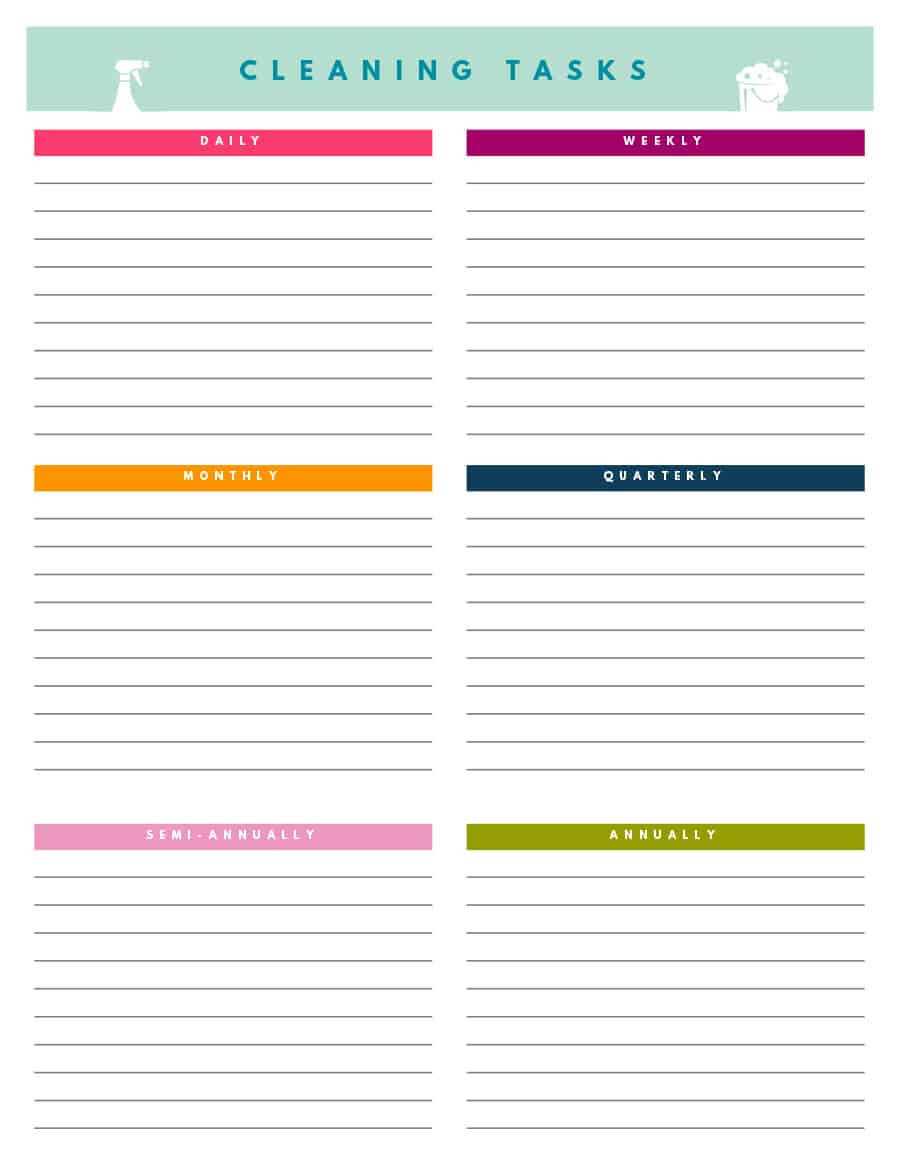 Blank Cleaning Schedule Template