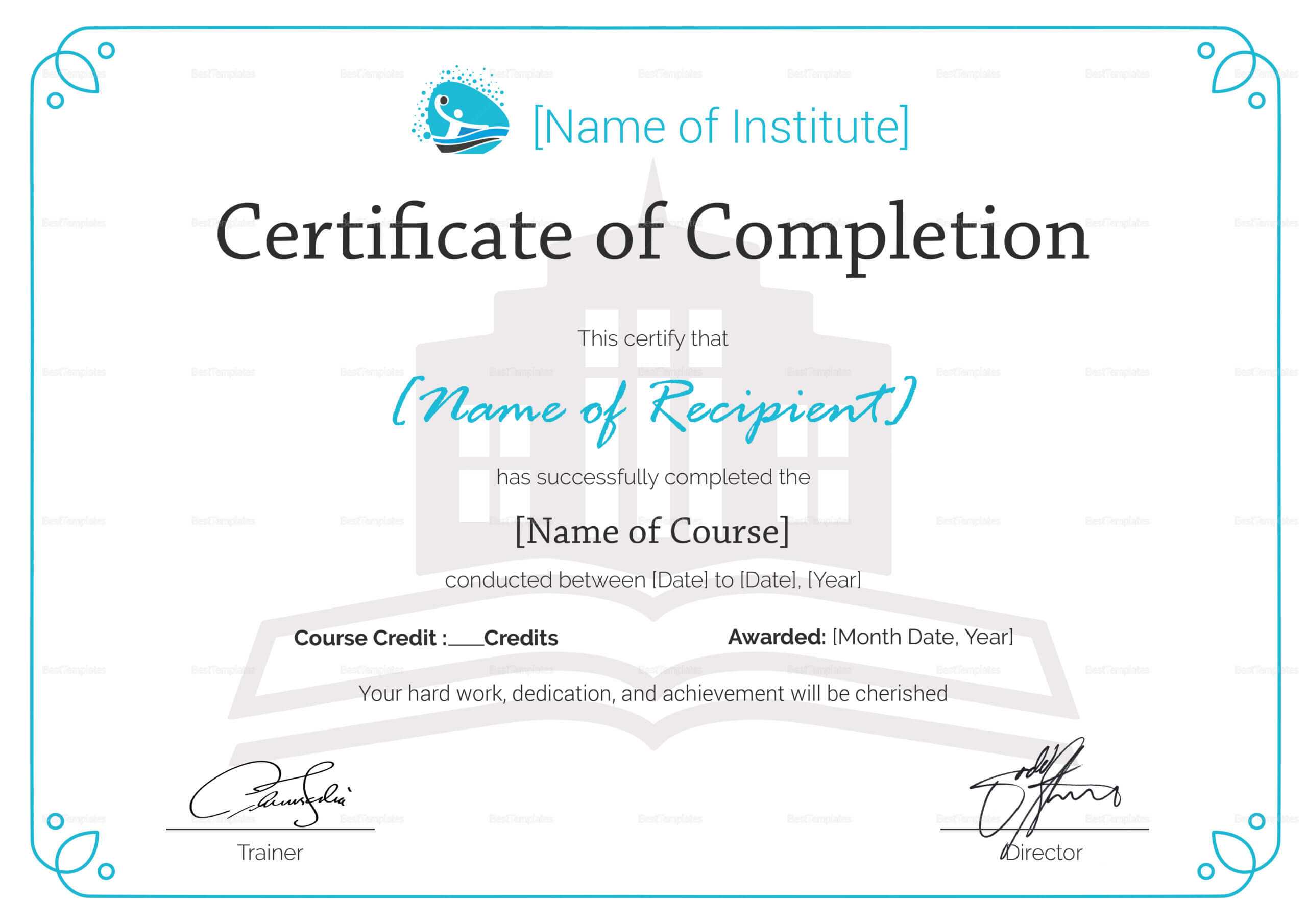 Certificate Of Completion Of Training Template Zimer bwong co 