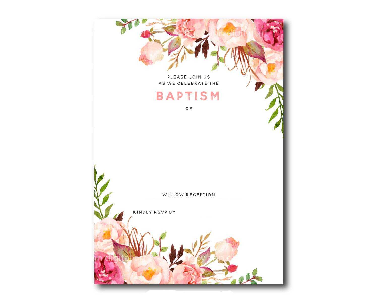 Free Printable Baptism Floral Invitation Template Inside Blank 