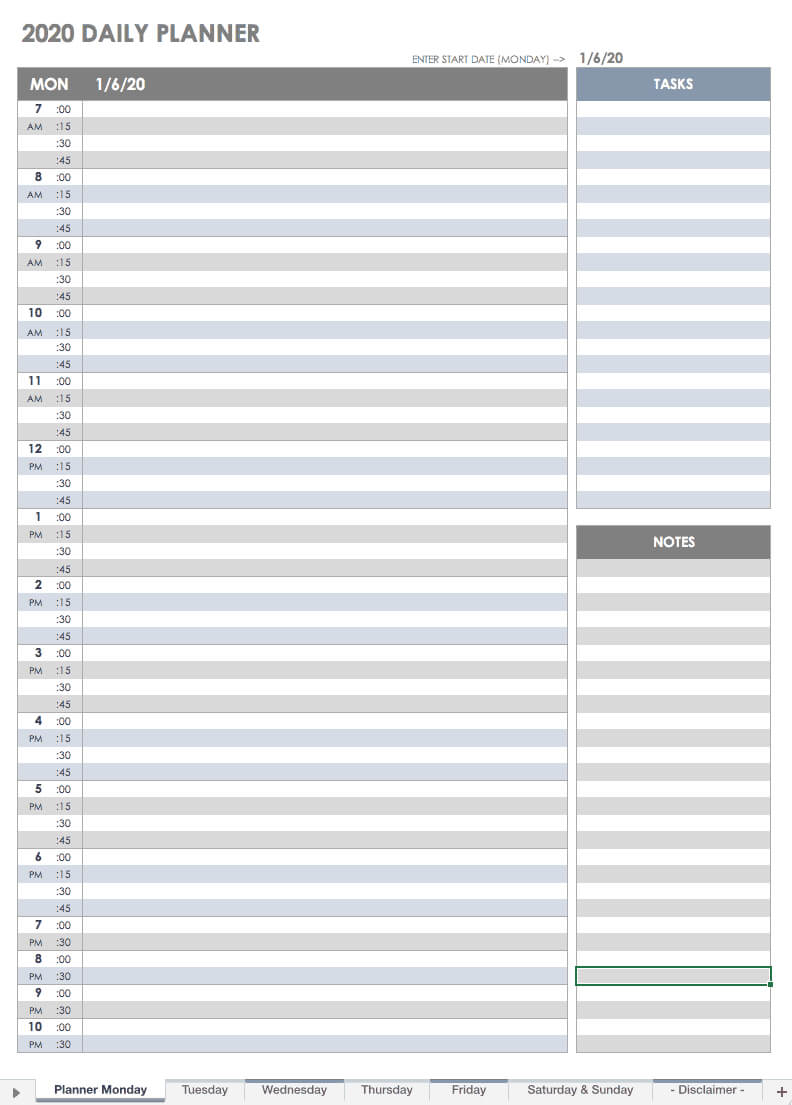 Free Printable Daily Calendar Templates Smartsheet Inside Printable Blank Daily Schedule 