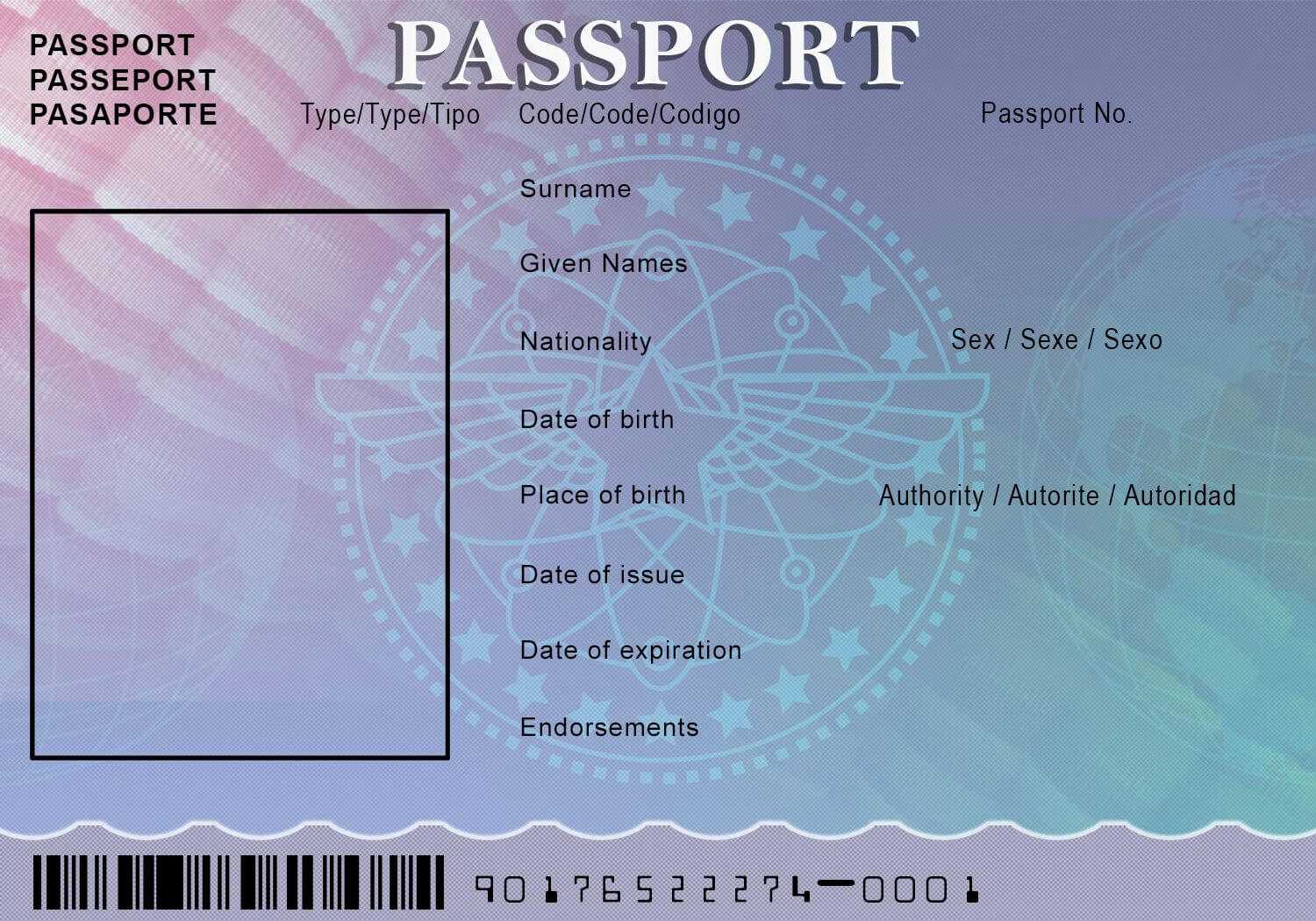 Pinr m rs On Passport Passport Template Birth With Regard To 