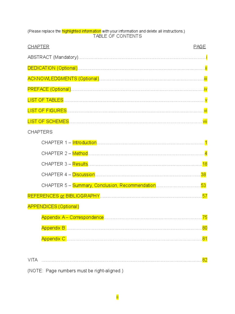 Table Of Contents Template 6 Free Templates In Pdf Word Intended For 