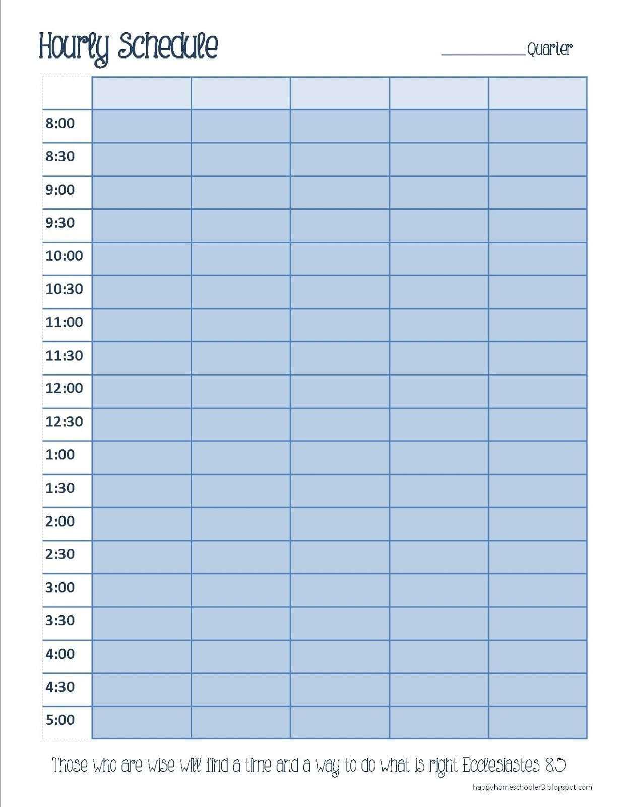 Weekly Hourly Planner Template Cute Printable Blank Calendar Within Printable Blank Daily 